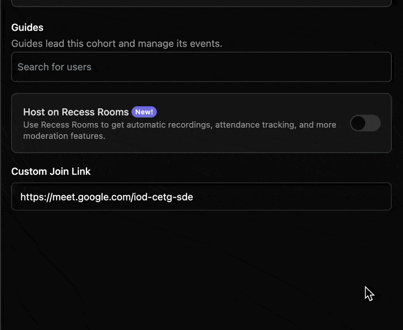 Recess Rooms are now available for classes