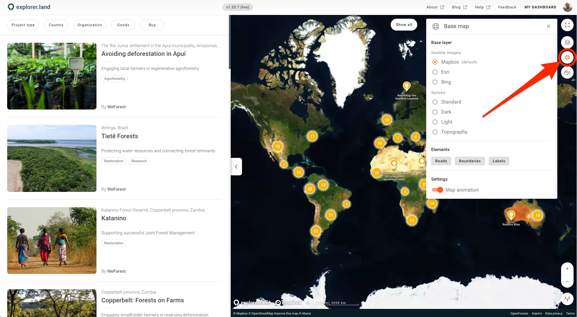 Base Map Settings - explorer.land