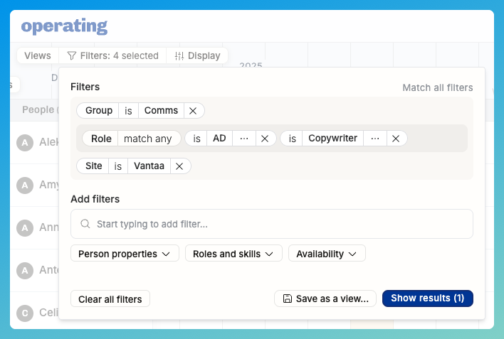 Filtering - Operating